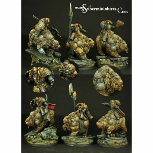 Scibor Miniatures 28mm Celtic SF Bears Riders set (3) New