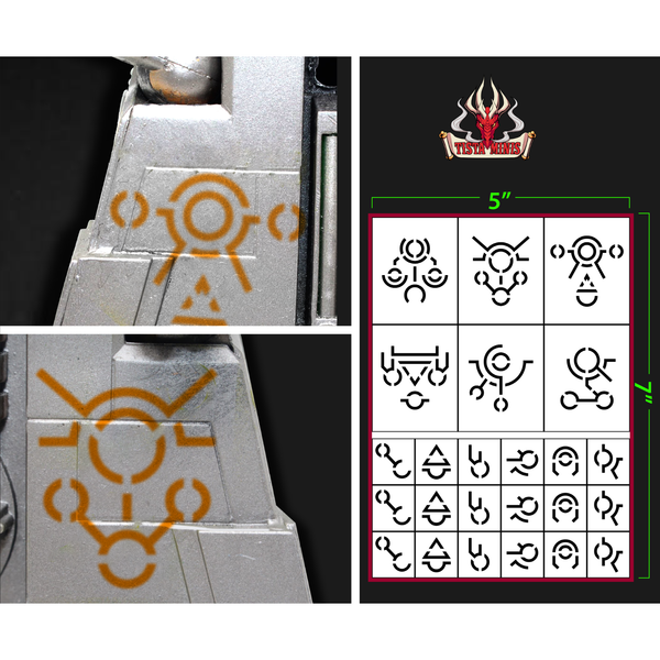 Robotic Ancient Undead Glyphs Airbrush Vinyl Stencils