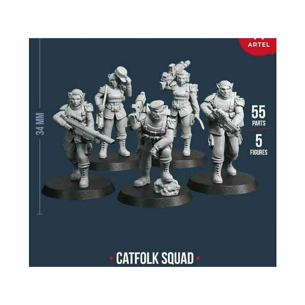 Artel Miniatures Catfolk Squad with Captain New