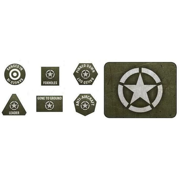 Flames of War American Gaming Set x20 Tokens, x2 Objectives, x16 Dice