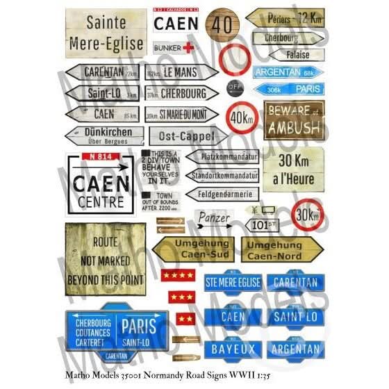Matho 1/35 Normandy Road Signs WWII New | Tistaminis