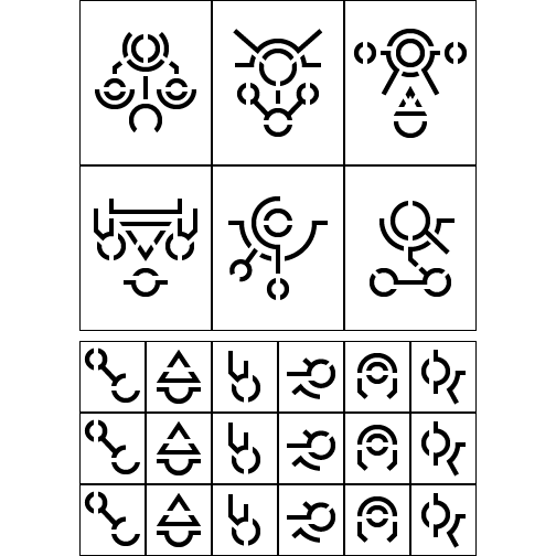 Robotic Ancient Undead Glyphs Airbrush Vinyl Stencils