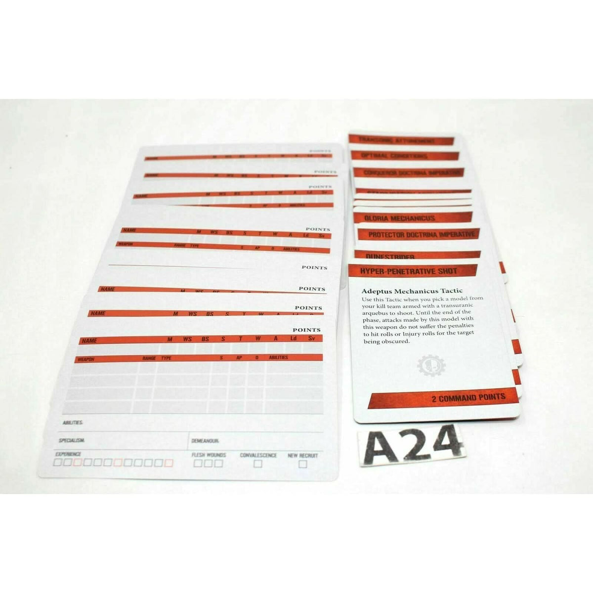 Warhammer Warcry Blank Stat and tactics cards A24