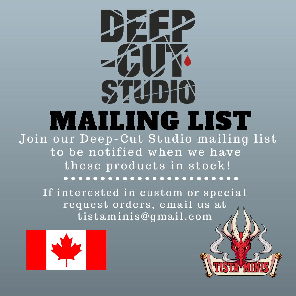 Deep-Cut Studio Ordering Mailing List